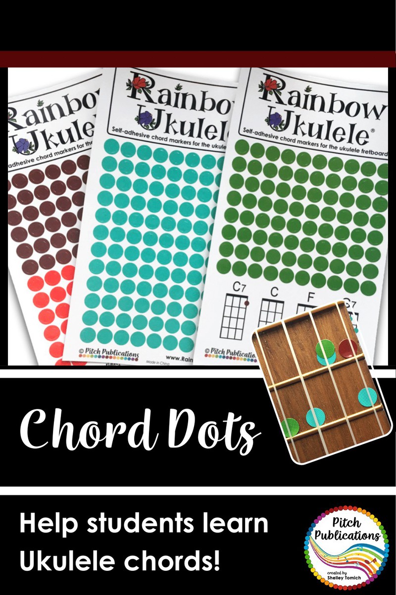 Rainbow Ukulele Colored Dot Stickers for Teaching Ukulele