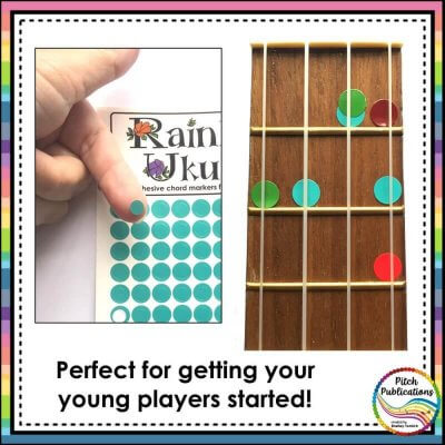 Rainbow Ukulele Colored Dot Stickers for Teaching Ukulele