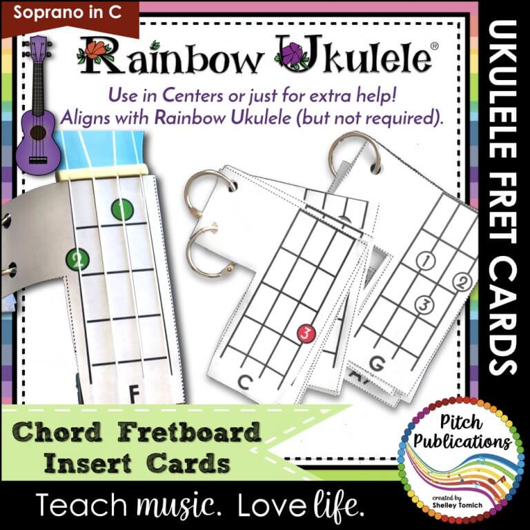 Rainbow Ukulele Fretboard Chord Insert Cards - use instead of paint chips!