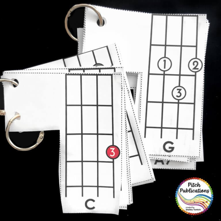 Rainbow Ukulele Fretboard Chord Insert Cards - use instead of paint chips!