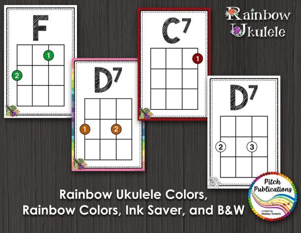 Rainbow Ukulele Chord Chart Posters - Printable 11 by 17 and Letter Size