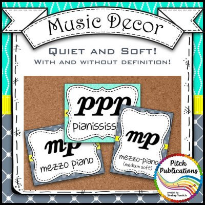 Music Decor - AQUA AND GRAY - Dynamics Posters (Elements of Music)