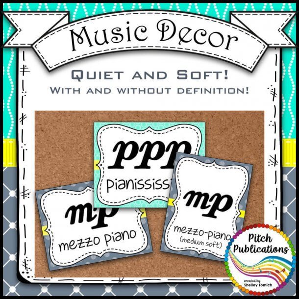 Music Decor - AQUA AND GRAY - Dynamics Posters (Elements of Music)