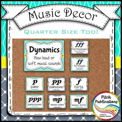 Music Decor - AQUA AND GRAY - Dynamics Posters (Elements of Music)