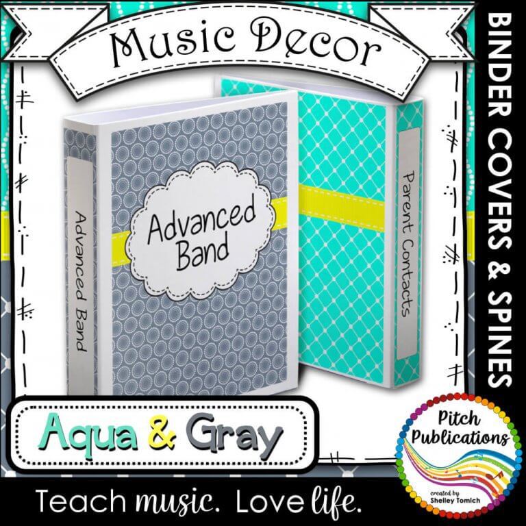 Let's Get Organized - AQUA and GRAY - Music Binder Covers and Spines!