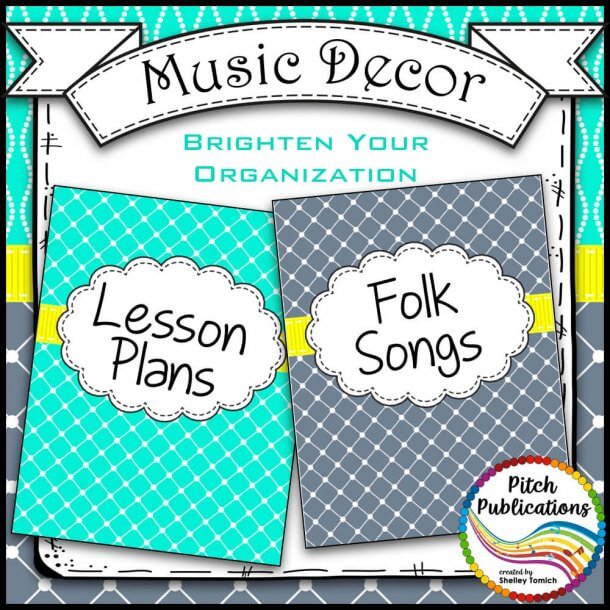 Let's Get Organized - AQUA and GRAY - Music Binder Covers and Spines!