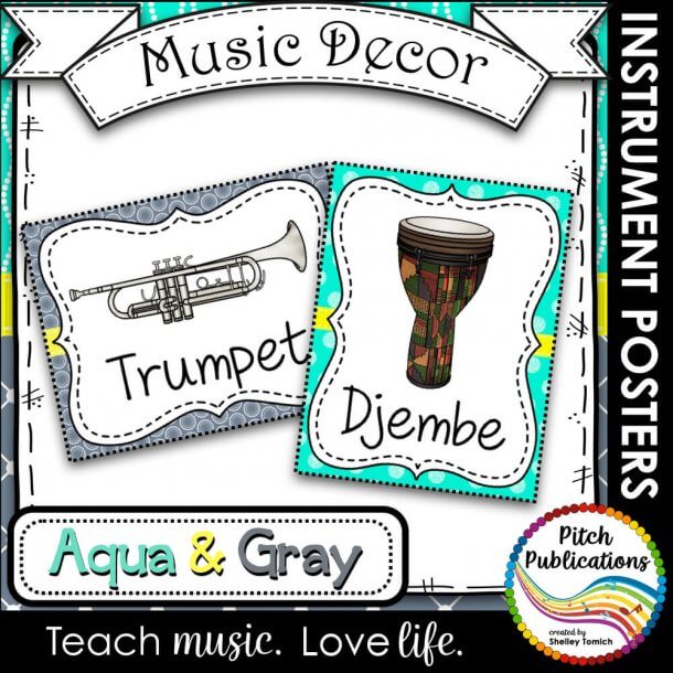 AQUA AND GRAY - Instrument Posters - Orchestra, Orff, and World!