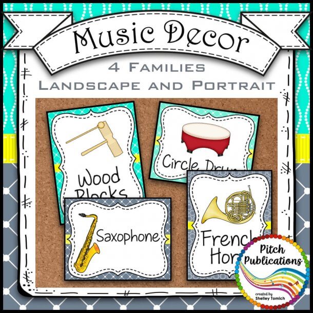 AQUA AND GRAY - Instrument Posters - Orchestra, Orff, and World!