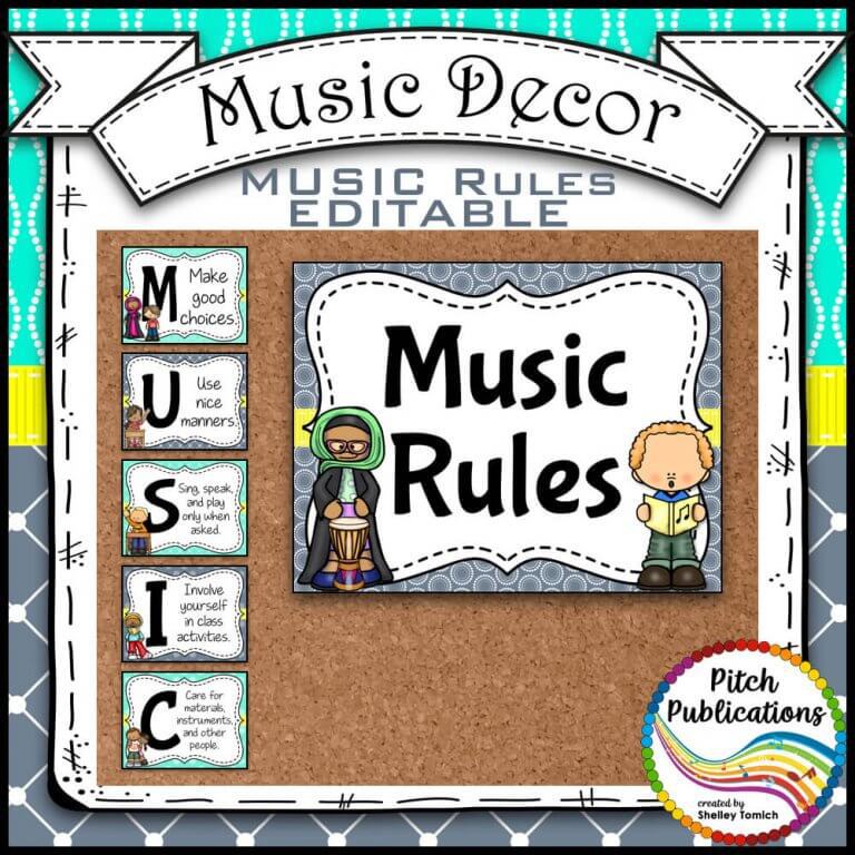 Music Decor - AQUA AND GRAY Music Rules Posters, Tattling, and more!