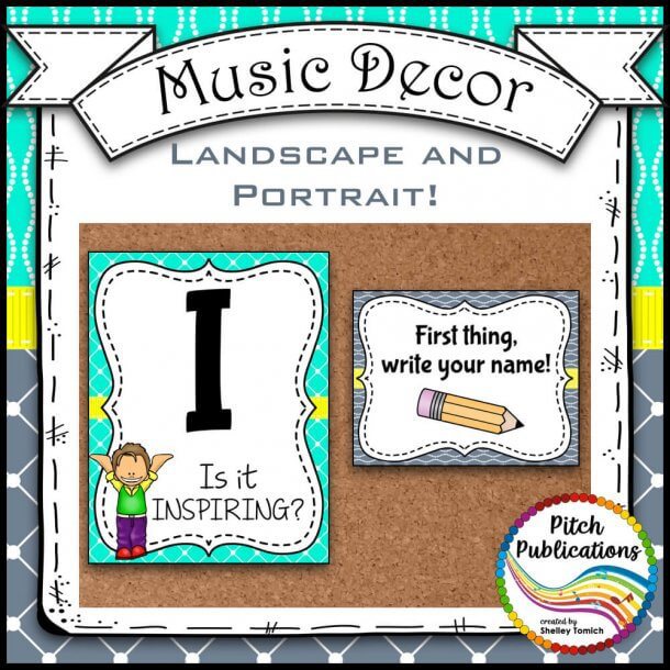 Music Decor - AQUA AND GRAY Music Rules Posters, Tattling, and more!