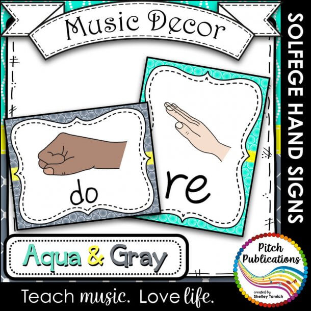 Music Decor BUNDLE - AQUA AND GRAY - posters, word wall, class rules ...
