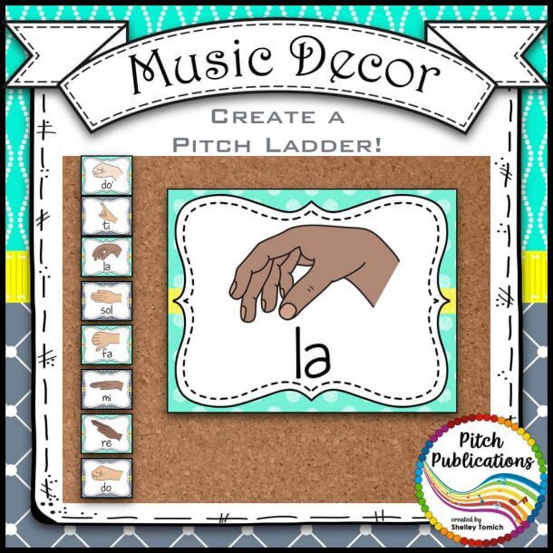 Music Decor - AQUA AND GRAY - Curwen Solfege Hand Signs