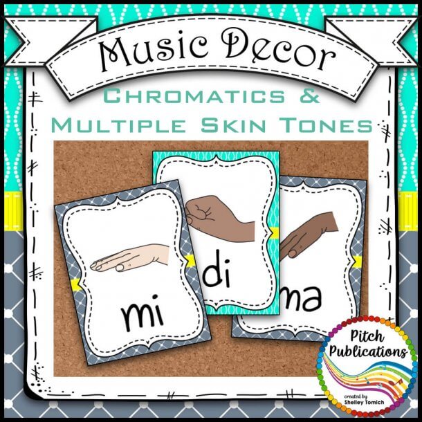 Music Decor - AQUA AND GRAY - Curwen Solfege Hand Signs