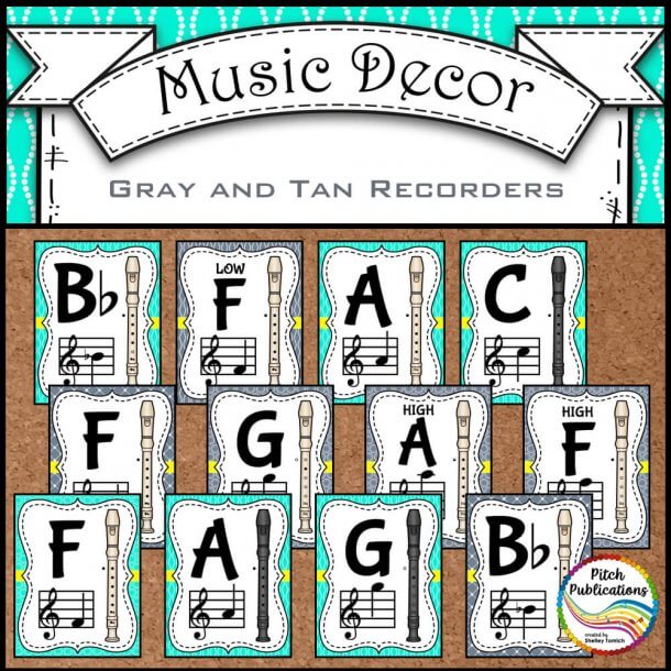 Alto Recorder Fingering Chart Posters v1 Black/Tan- Music Decor