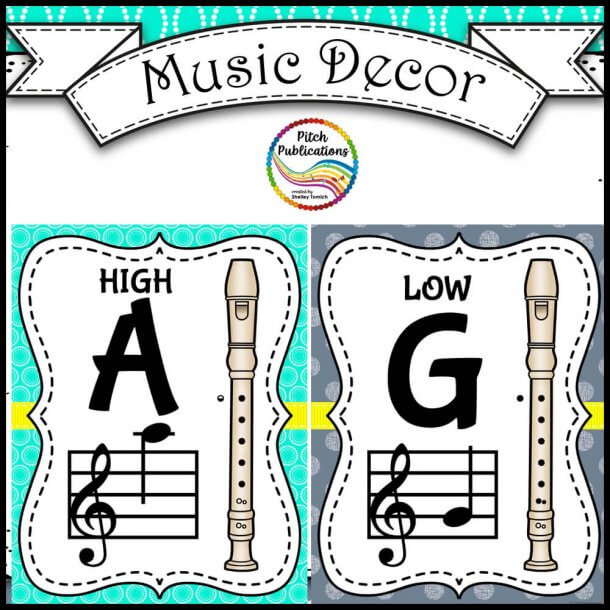Alto Recorder Fingering Chart Posters v1 Black/Tan- Music Decor