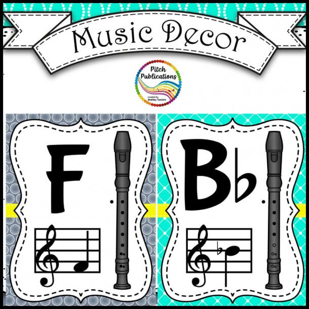 Alto Recorder Fingering Chart Posters v1 Black/Tan- Music Decor