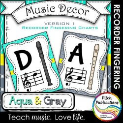 Music Decor BUNDLE - AQUA AND GRAY - posters, word wall, class rules ...