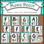 Alto Recorder Fingering Chart Posters v2 Black/Tan- Music Decor