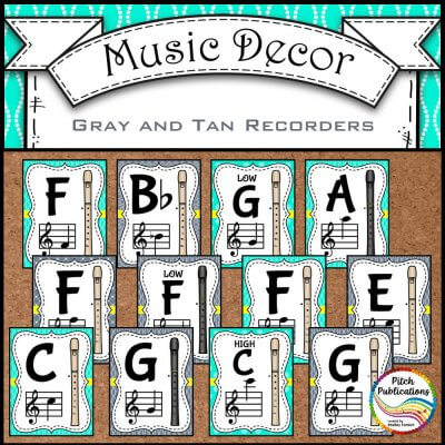 Alto Recorder Fingering Chart Posters v2 Black/Tan- Music Decor