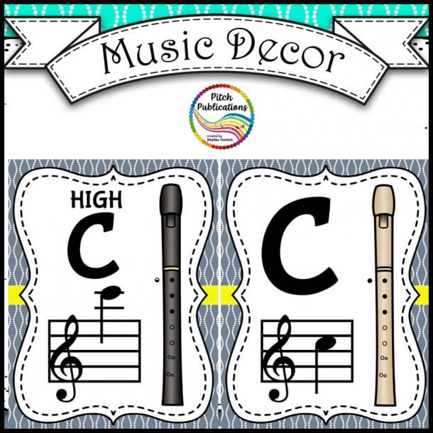Alto Recorder Fingering Chart Posters v2 Black/Tan- Music Decor