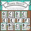 Recorder Fingering Chart Posters v2 Black/Tan- Music Decor Aqua Gray