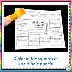 Rainbow Ukulele Punch Card Assessment - Editable