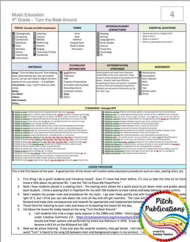 Back to School Music Lesson Plan! 4th and 5th Cup Game