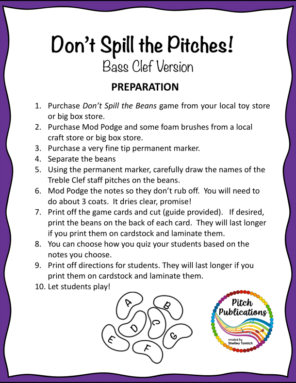 Don't Spill the Pitches! - Bass Clef Pitch Note Reading Game