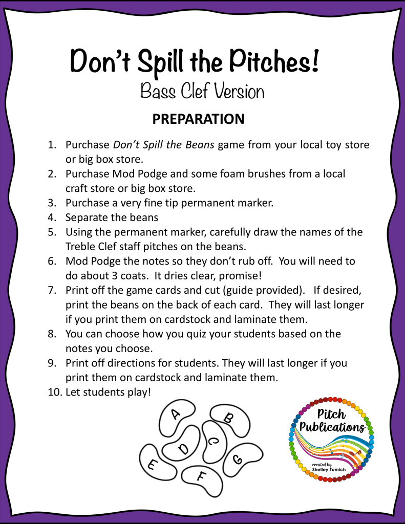 Don't Spill the Pitches! - Bass Clef Pitch Note Reading Game