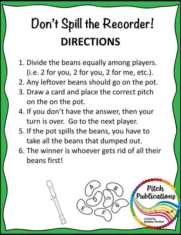 Music Center: Don't Spill the Recorder! - Recorder Fingerings Music Game