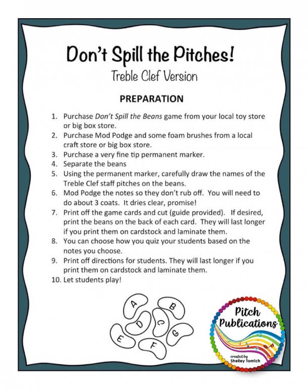 Don't Spill the Pitches! -Treble Clef Pitch Note Reading Game