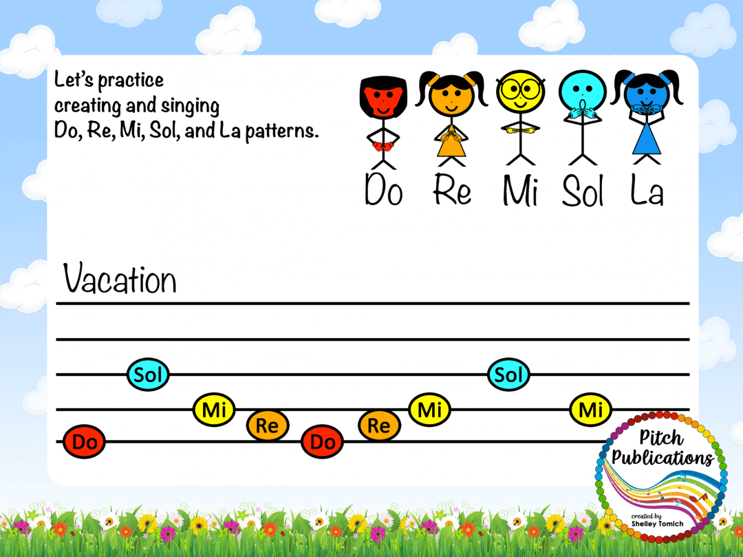 Pitch Hill: Introduce Re {FLIPCHART} - Practice Do, Re, Mi, Sol, and La