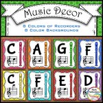 Alto Recorder Fingering Chart Posters v2 - Music Decor Rainbow Brights