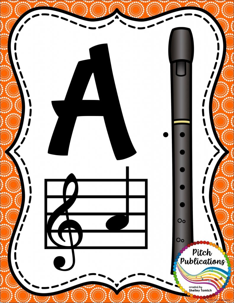 Music Decor RB: Alto Recorder Fingering Chart Posters v1 Black/Tan-