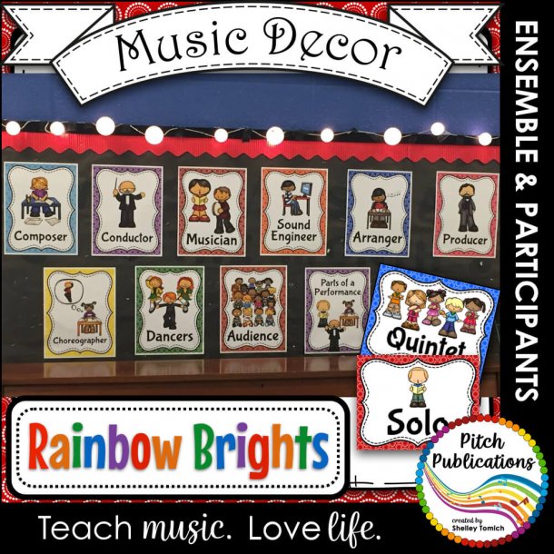 MD BUNDLE RAINBOW BRIGHTS posters, word wall, class rules, binders