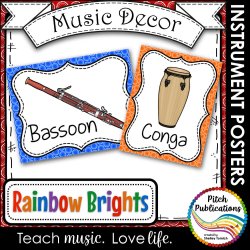 Music Decor - RAINBOW BRIGHTS - Instrument Posters - Orchestra, Orff ...