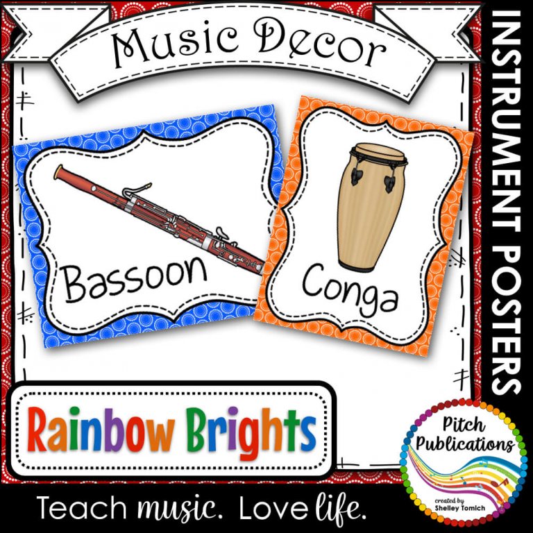 Music Decor - RAINBOW BRIGHTS - Instrument Posters - Orchestra, Orff ...