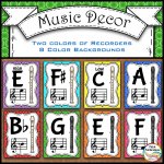 Recorder Fingering Chart Posters v2 - Music Decor Rainbow Brights