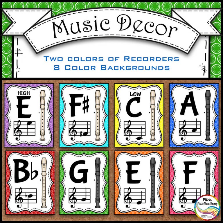 Recorder Fingering Chart Posters v2 - Music Decor Rainbow Brights