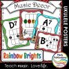 Music Decor Rainbow Brights - Ukulele Chord Chart Posters
