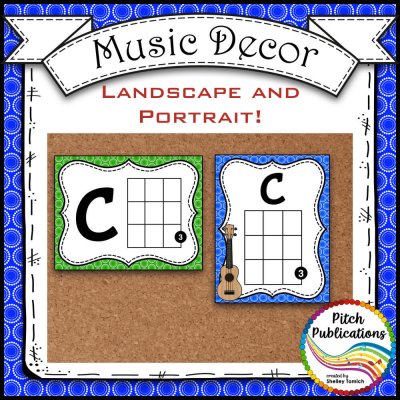 Music Decor Rainbow Brights - Ukulele Chord Chart Posters