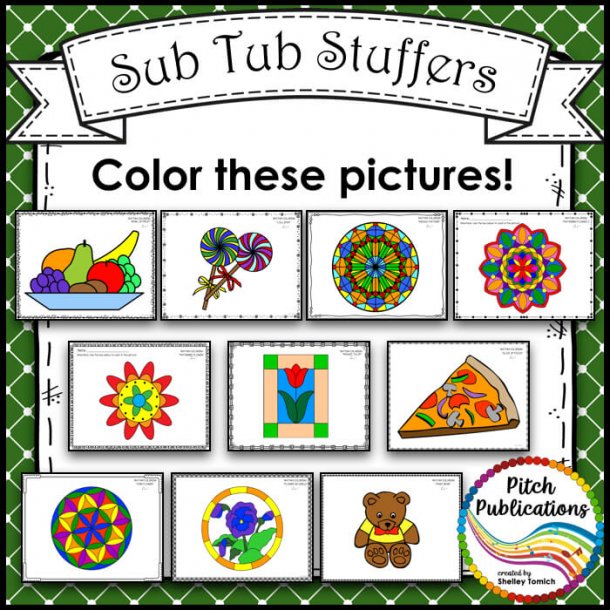 Rhythm Coloring 1A - Color by Note - Quarter Note/Rest, Eighth Note