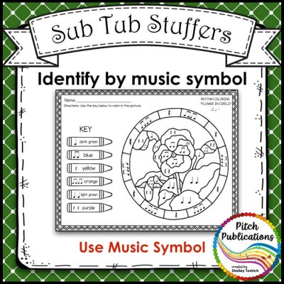 Rhythm Coloring 1A - Color by Note - Quarter Note/Rest, Eighth Note