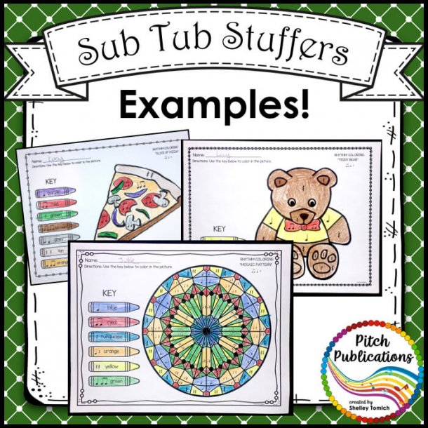 Rhythm Coloring 1A - Color by Note - Quarter Note/Rest, Eighth Note