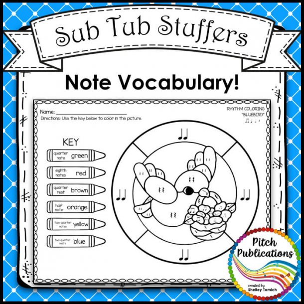 Rhythm Coloring 2B- Color by Note Name - Half Note, Quarter Note/Rest