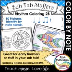 Rhythm Coloring 2B- Color by Note Name - Half Note, Quarter Note/Rest