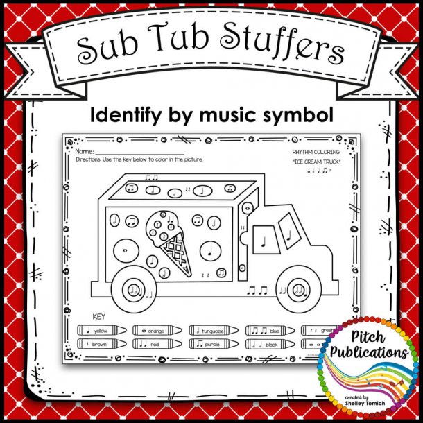 Rhythm Coloring 3A- Color by Note - Quarter N/R, Eighth, Whole, Half