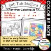Rhythm Coloring 3B- Color by Note Name - Quarter N/R, Eighth, Whole