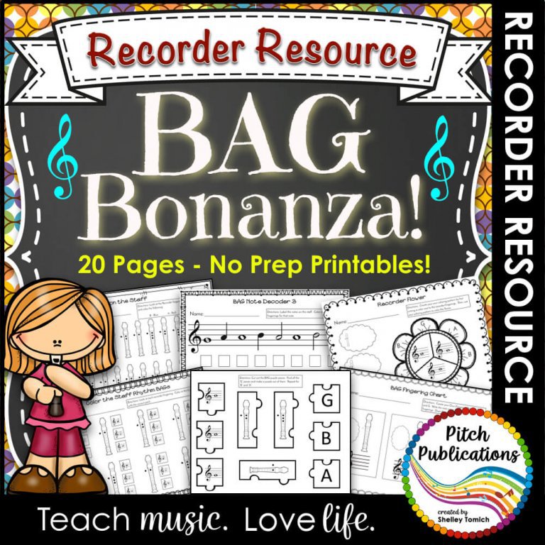Recorder Resource: BAG Bonanza- 20 Page No-Prep worksheets!!