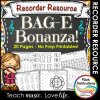 Recorder Resource: BAG-E Bonanza - No-Prep Recorder worksheets!